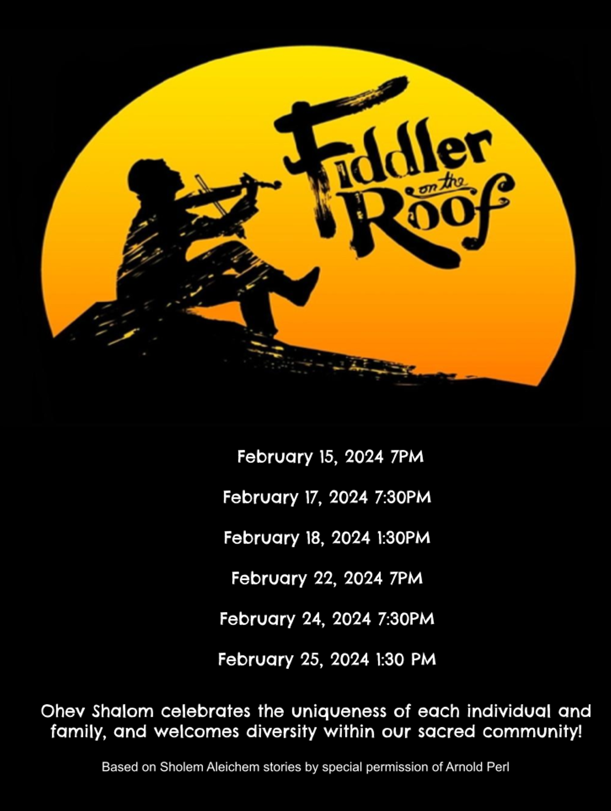 Fiddler on the Roof at Ohev Shalom of Bucks County - Performances February 15, 2024 to February ...